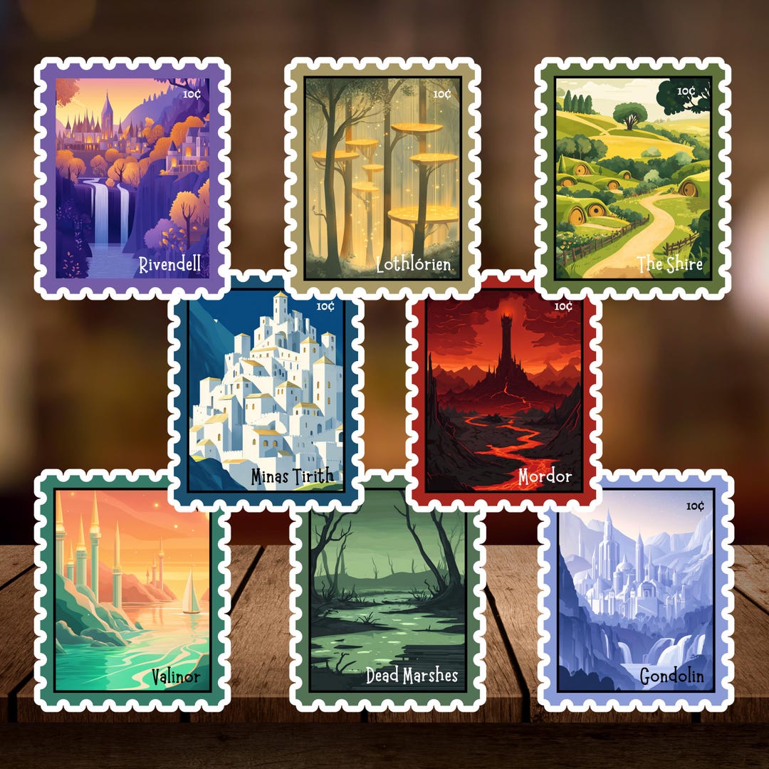 Lord of the Rings Stamp Stickers, Tolkien Sticker for Places of the ...