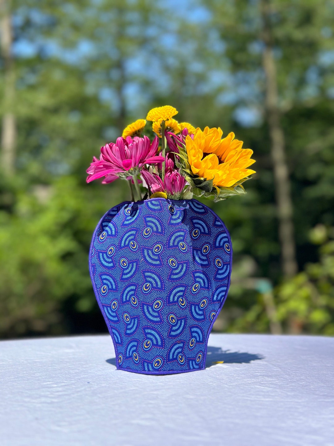 African Blue Fabric Vase - Etsy