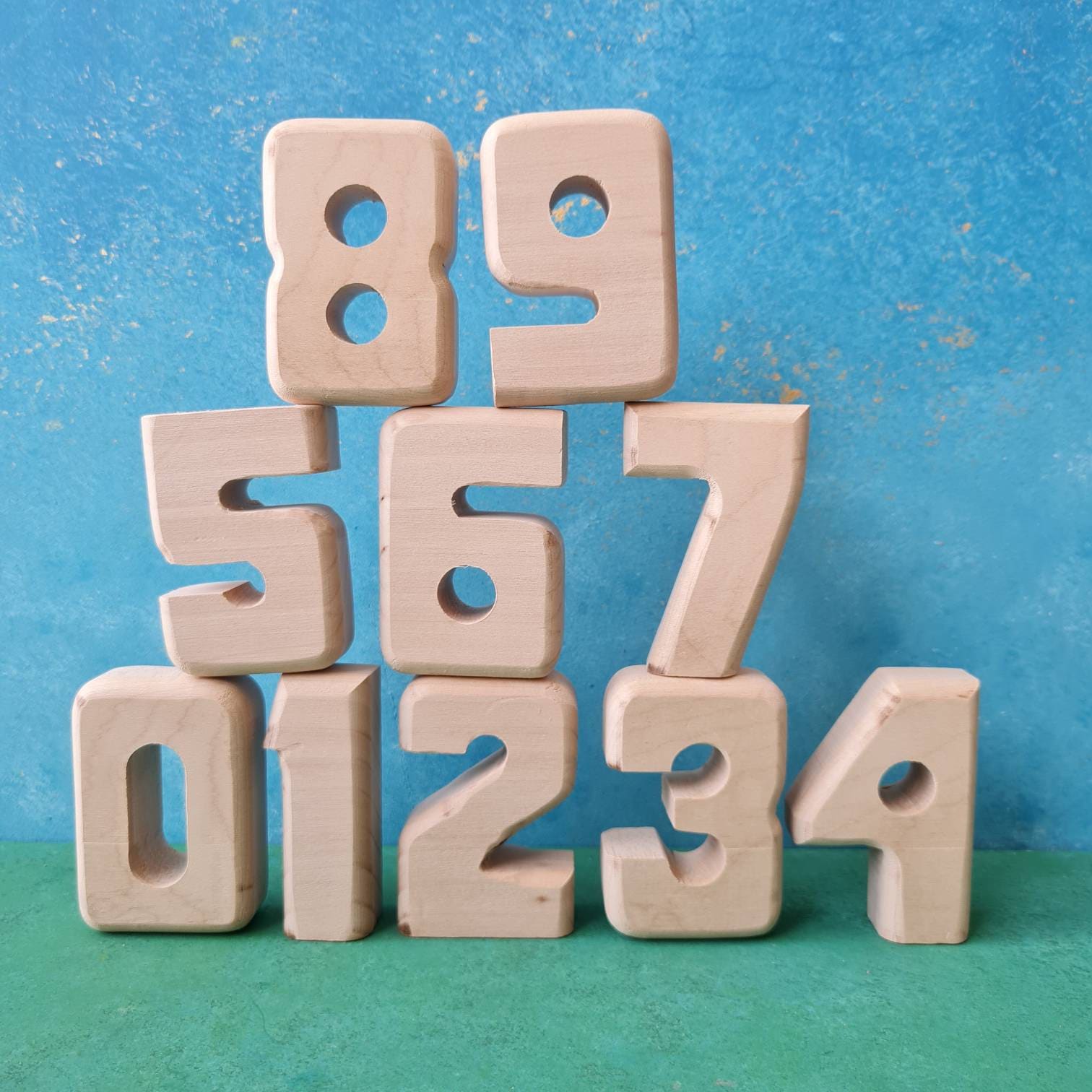 Natural Wood Colorful Numbers Set, Wooden Educational Montessori and ...