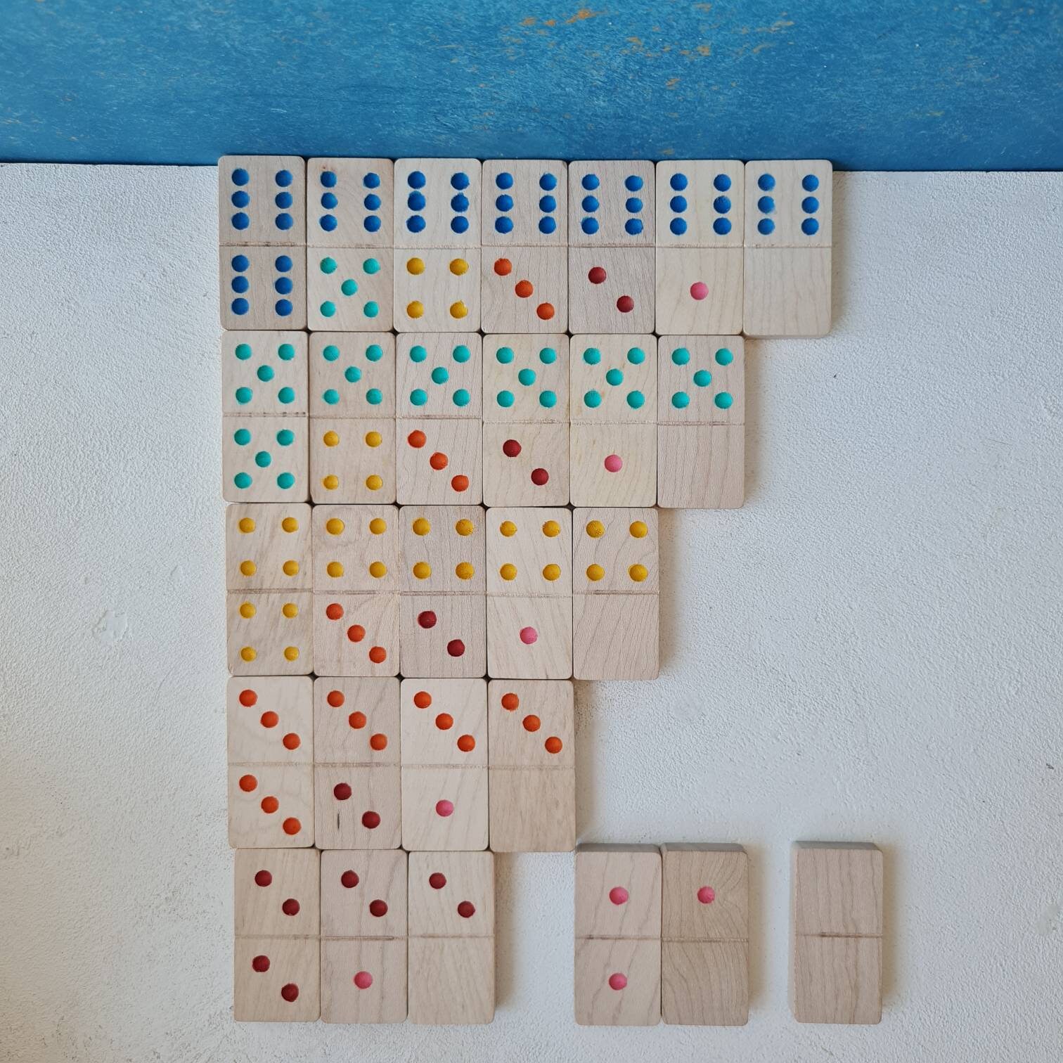 Wooden Blue Pink Domino Game Set, Handmade Ecofriendly Easter Gift for ...