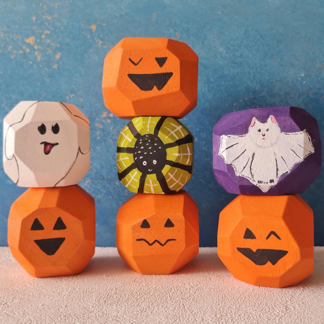 Halloween Wooden Balance Blocks: Natural Wood Open-ended Play - Etsy