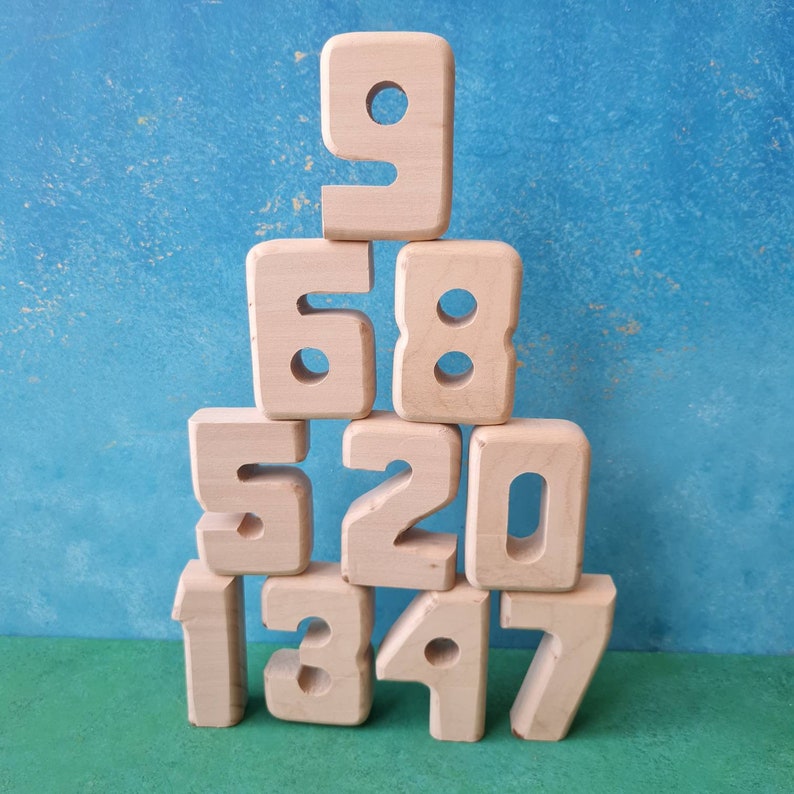 Natural Wood Number Set Wooden Educational Montessori and - Etsy