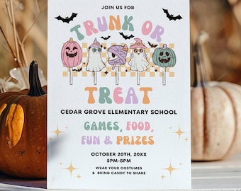 Halloween Trunk or Treat Party Invite, Kids Halloween, Church Trunk or ...