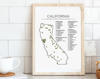 State Park Poster Map California - Etsy