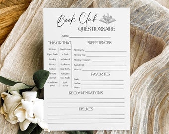 PRINTABLE Book Club Survey Questionnaire, Reading Group What to Read ...