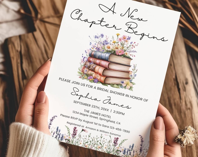 A New Chapter Begins Bridal Shower Invitation Printed, Book Theme ...