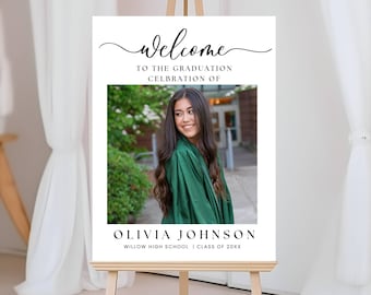 Modern Photo Graduation Welcome Poster Template, Editable Photo ...