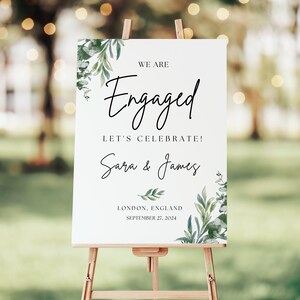 Engagement Party Sign, Engagement Welcome Sign, Minimalist Engaged Sign ...