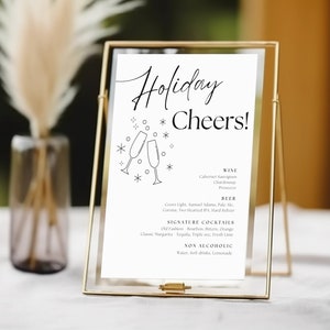 Holiday Cheer Bar Sign, Christmas Holiday Drink Menu Template, Holiday ...