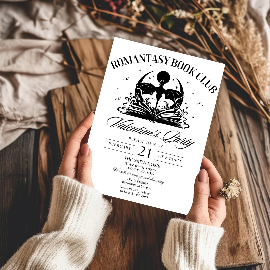 Romantasy Book Club Invitation Template, Valentine's Fantasy Book Party Invitation, Girls Night ...