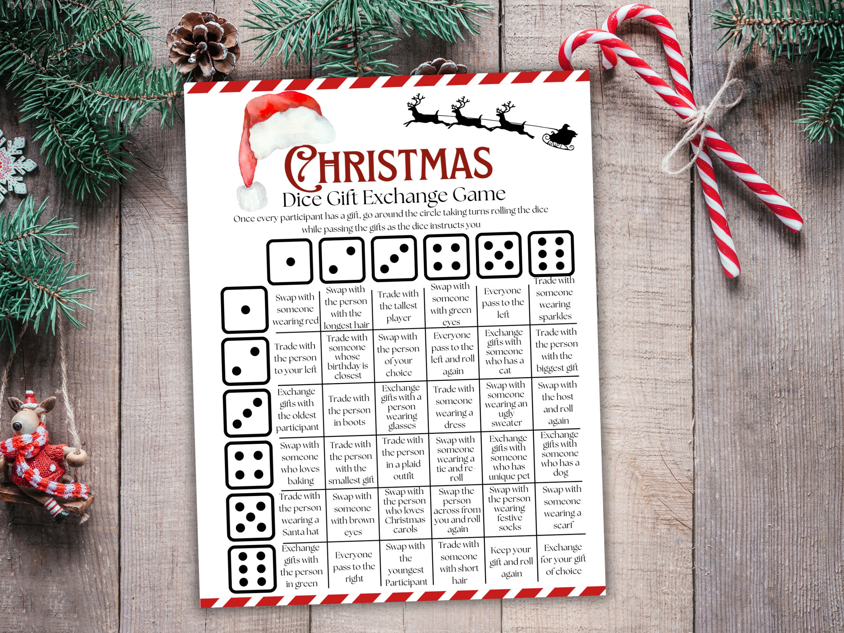 Christmas Gift Exchange Dice Game, Christmas Printable Game, Coworker ...