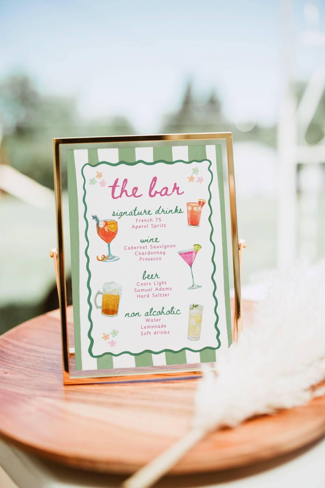 Fun Bar Menu Sign Template, Hand Drawn Signature Drink Bar Menu ...
