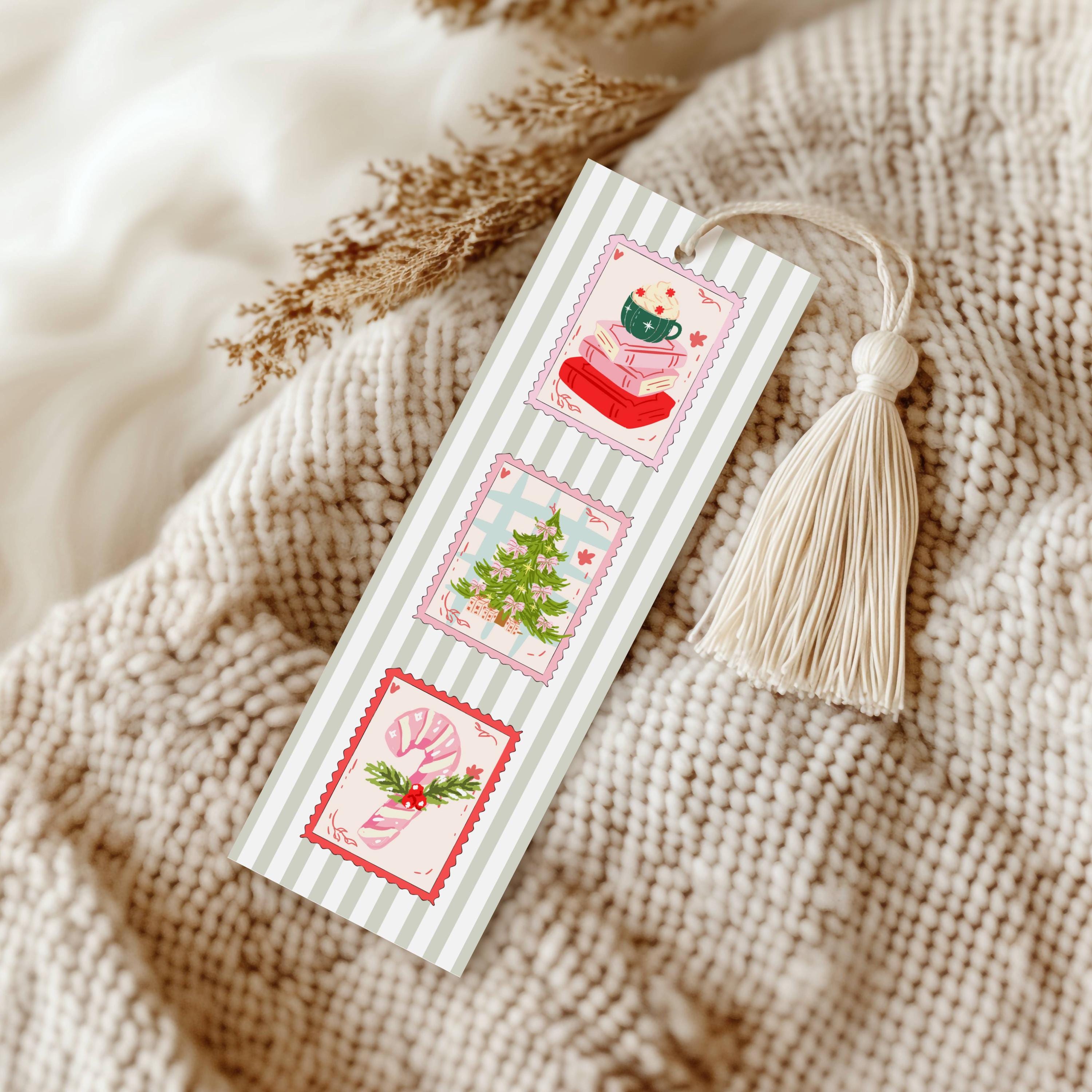 Christmas Holiday Bookmark Bundle, Cozy Winter Book Mark Set Printable ...