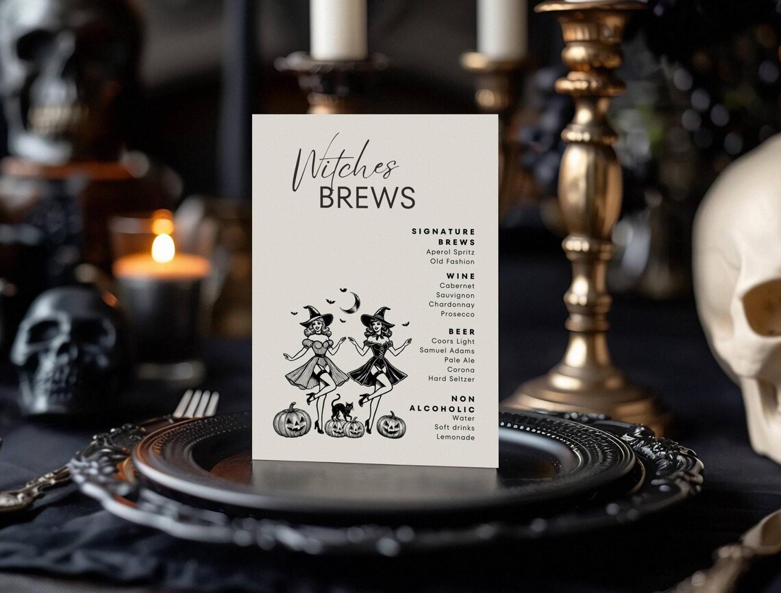 Halloween Bar Sign Template, Signature Drink Bar Menu Template, Fall ...