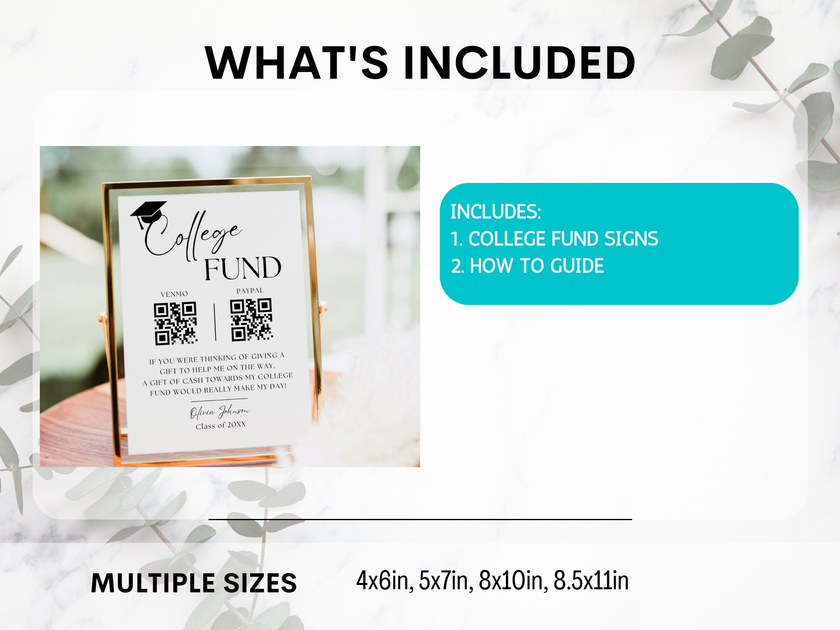 College Fund QR Code Sign Template, Modern Minimalist Graduation Party ...