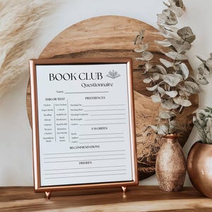 Book Club Survey Questionnaire, Reading Group What to Read Next Survey ...