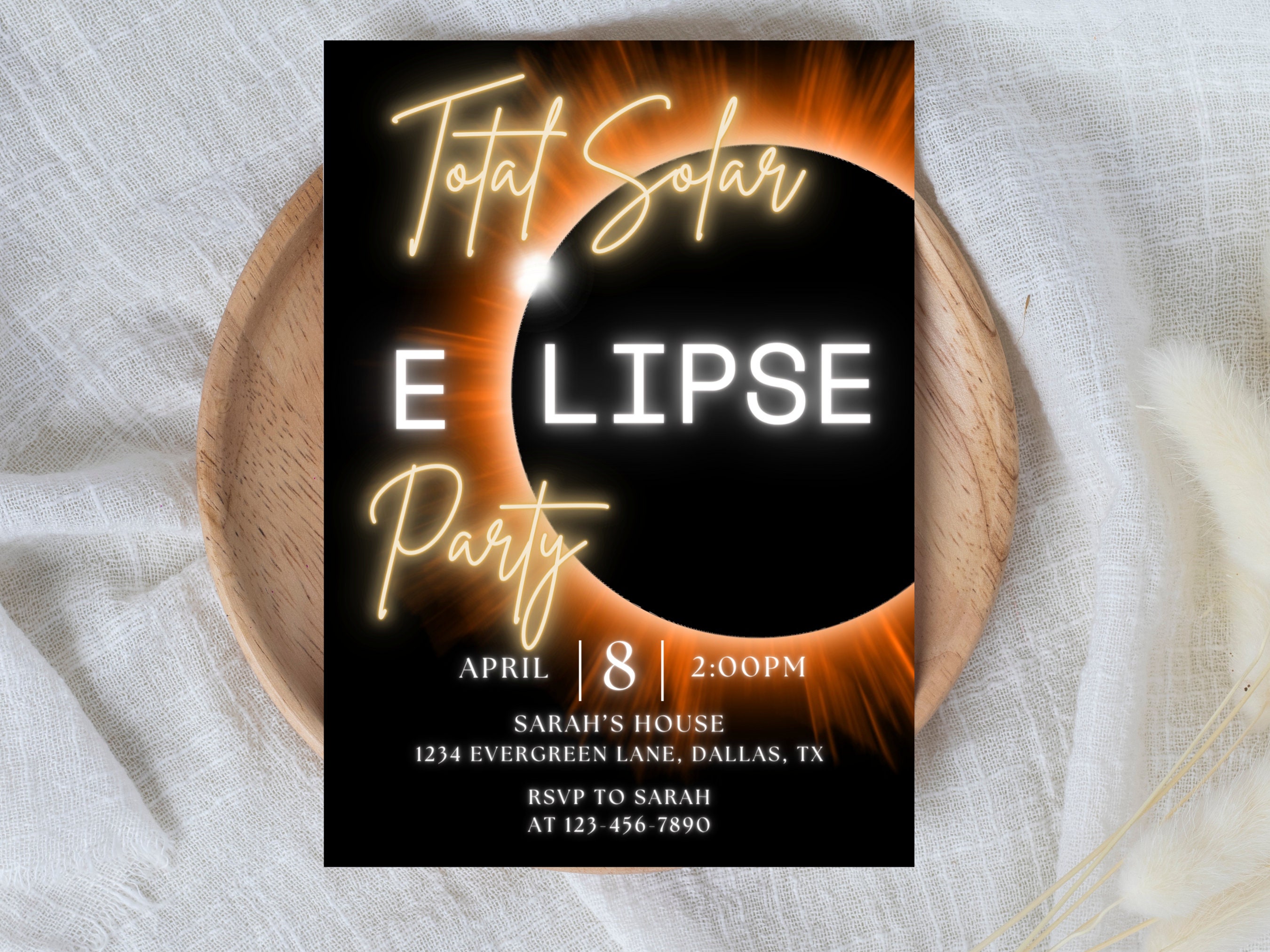 2024 Total Solar Eclipse Party Invitation, Digital Eclipse Viewing ...