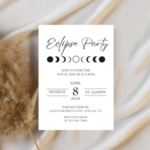 Total Solar Eclipse Party Invitation, Minimalist Eclipse Viewing Party ...