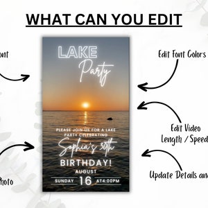 Lake Birthday Invitation Template, Digital Lake Birthday Party Invite ...