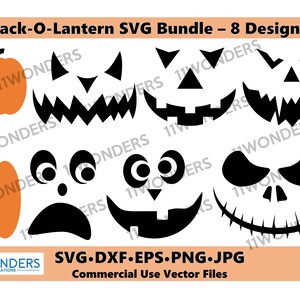 Jack-o-lantern SVG Bundle Pumpkin Carving SVG Bundle Pumpkin SVG Scary ...