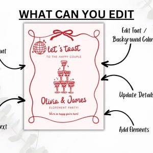 Modern Elopement Welcome Sign Template, Whimsical Hand Drawn Happily ...