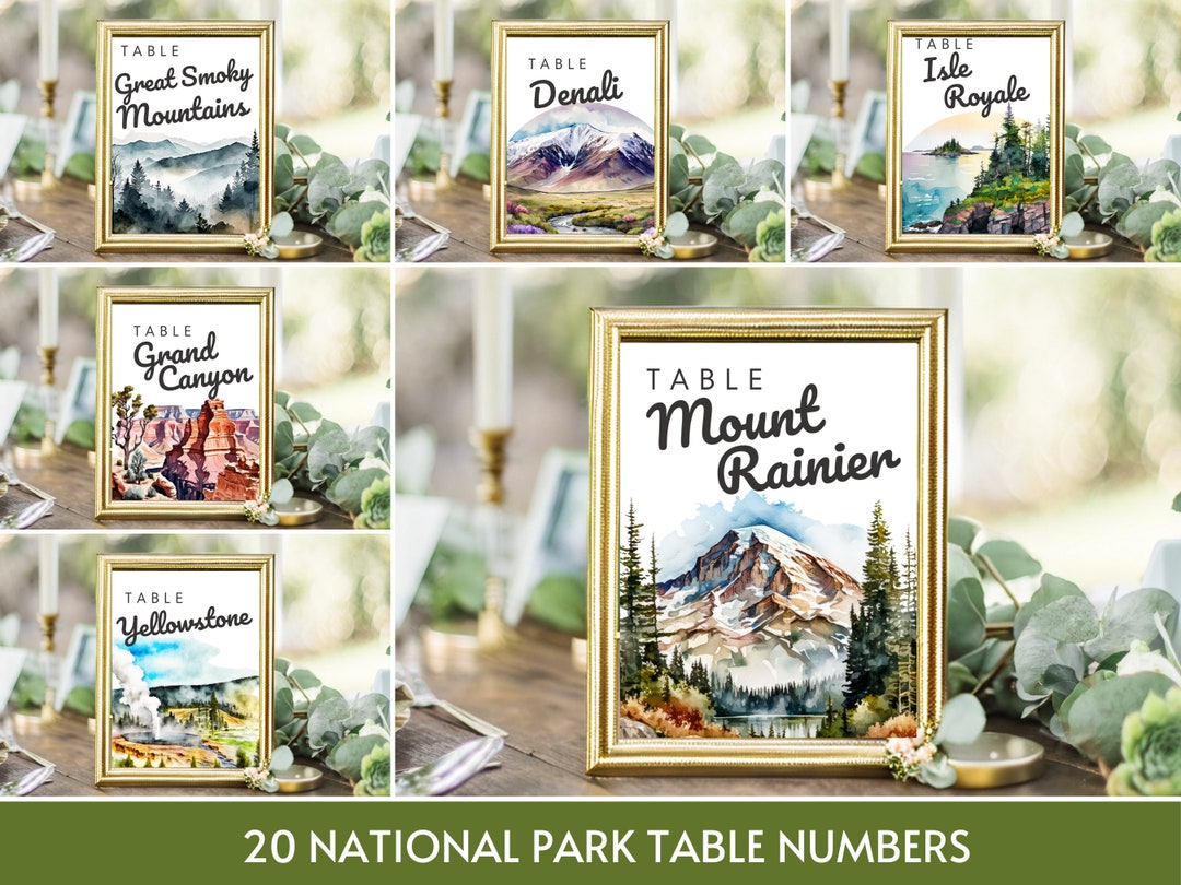 National Park Wedding Table Numbers, Adventure Table Numbers, Mountain ...