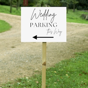 Minimalist Wedding Parking Sign Bundle, Editable Modern Wedding Shuttle ...