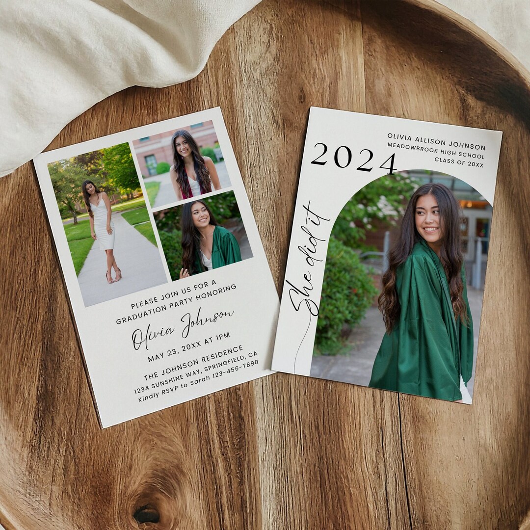 Graduation Invitation Template 2024 Senior Graduate Announcement Modern ...