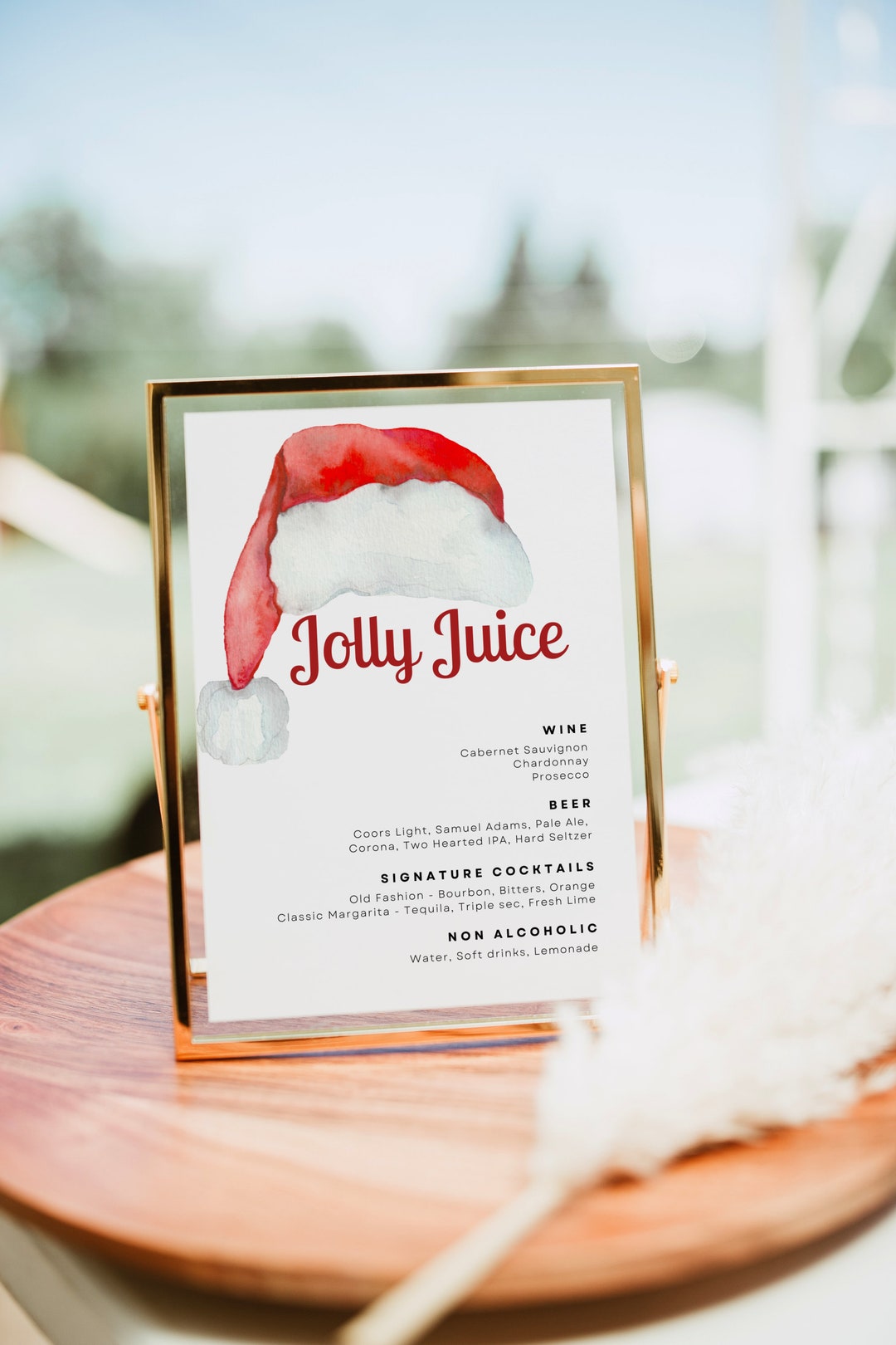 Jolly Juice Bar Sign, Christmas Holiday Drink Menu Template Holiday ...