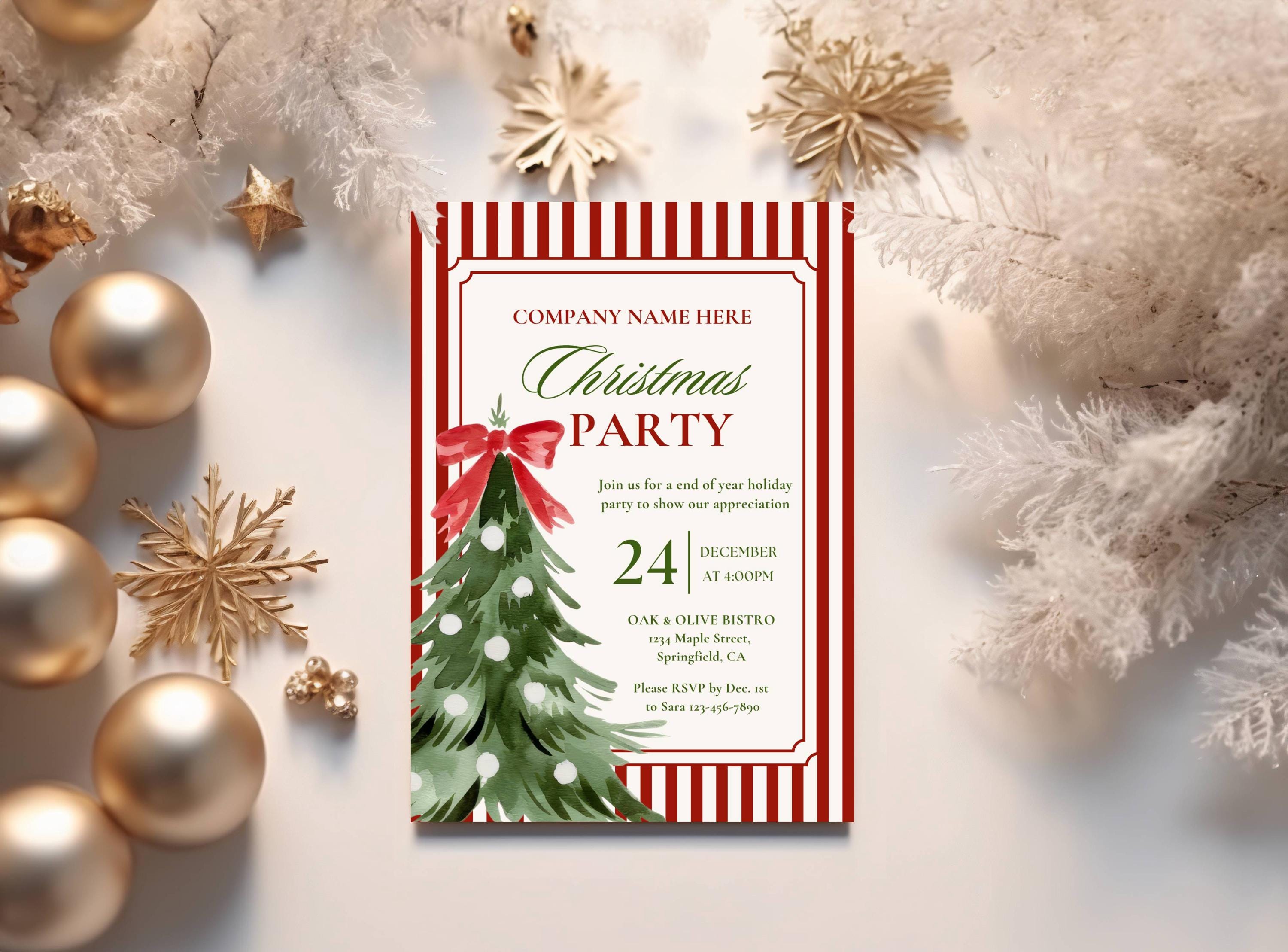 Corporate Christmas Party Invitation Template, Holiday Company ...