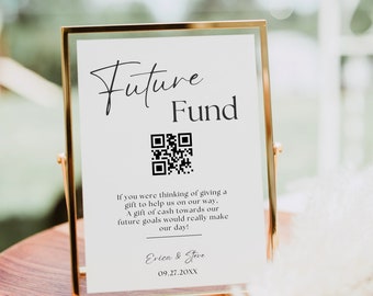 Future Fund QR Code Sign, Wedding Honeymoon Fund Sign, Venmo QR Code ...