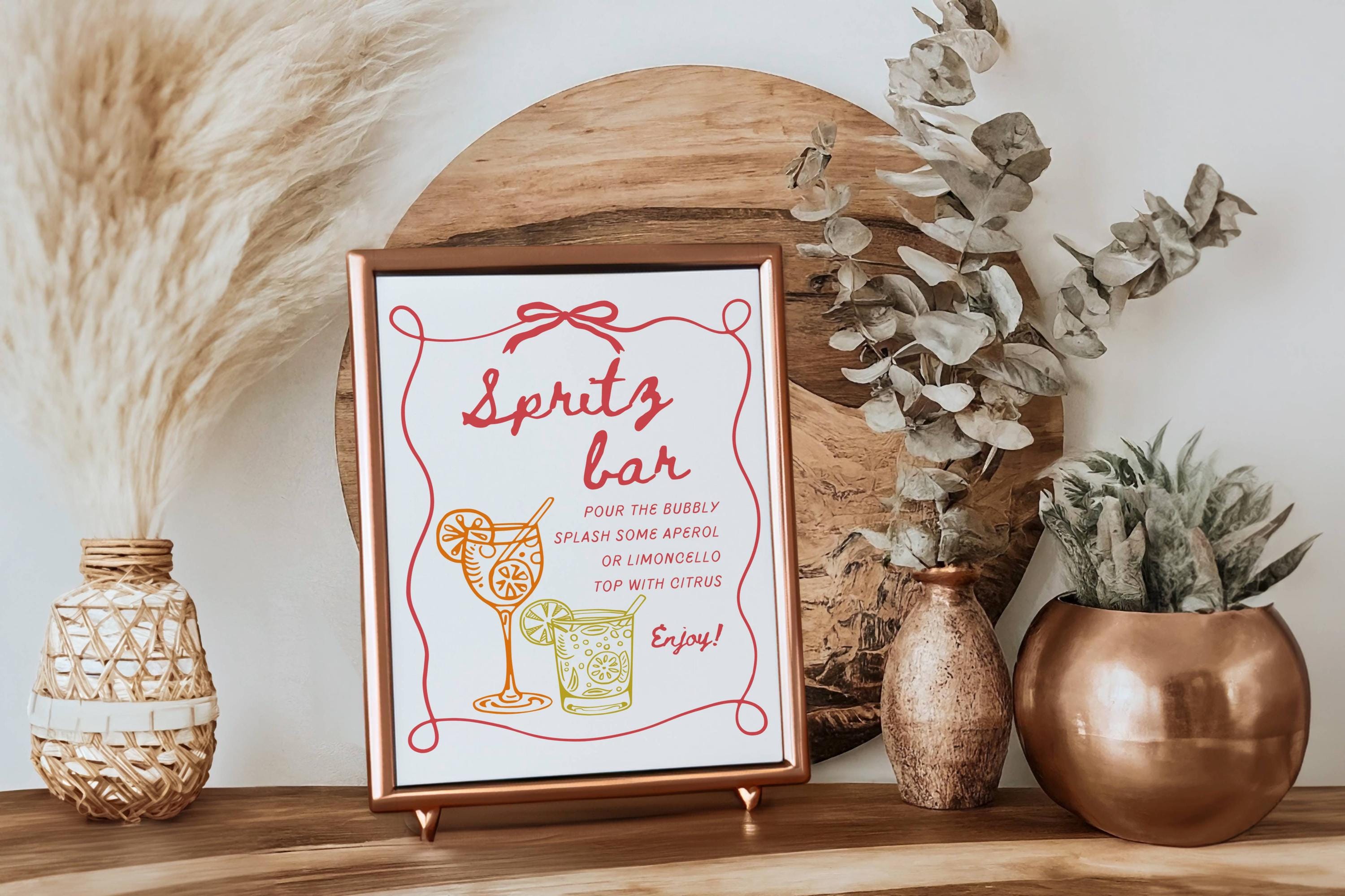 Aperol Spritz Bar Sign, Aperol Spritz Cocktail Print, Signature Drink ...