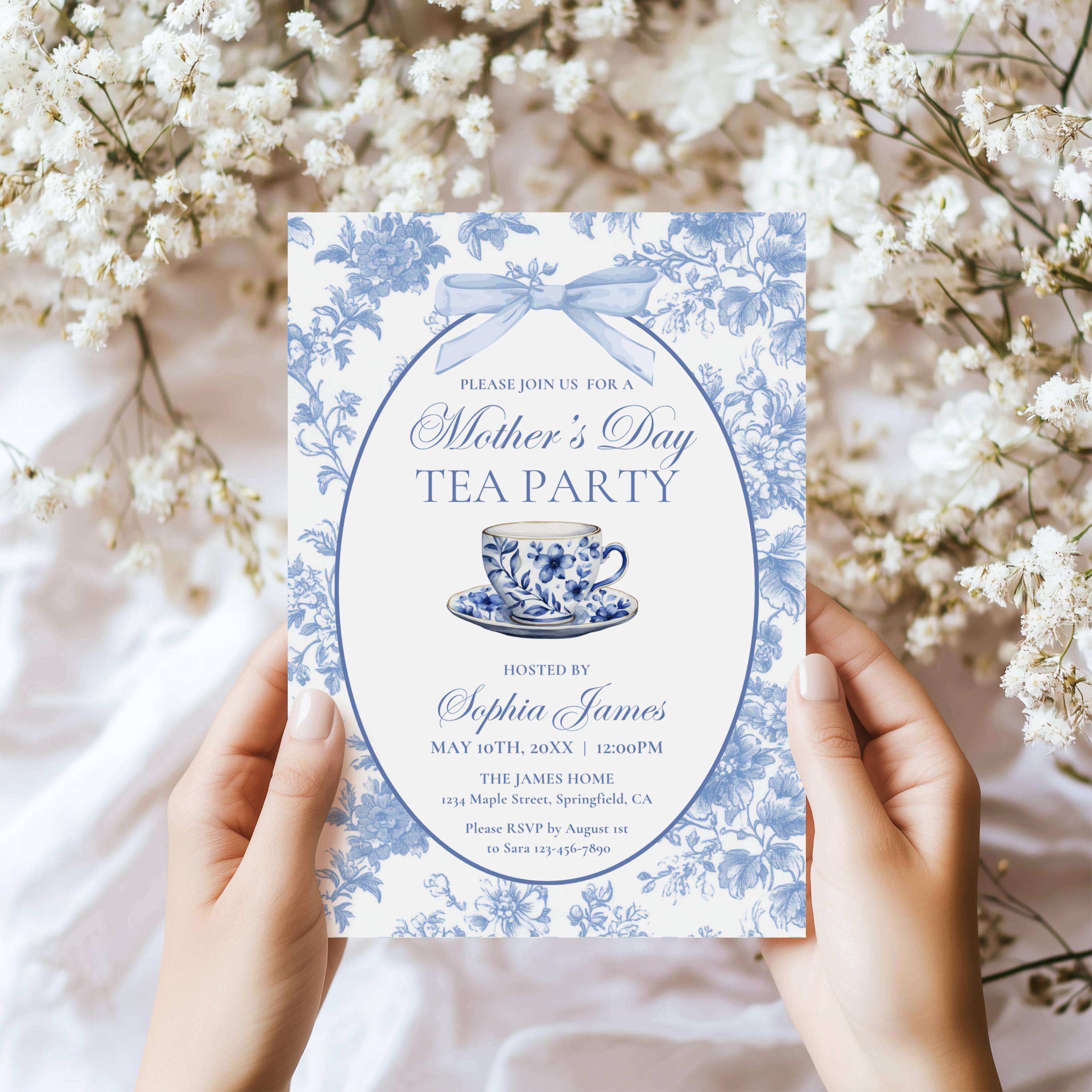 Mother's Day Tea Party Invitation Template, Afternoon Tea Mothers Day ...