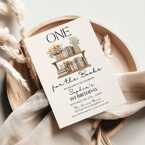 One for the Books Birthday Party Invitation Template, Book 1st Birthday ...