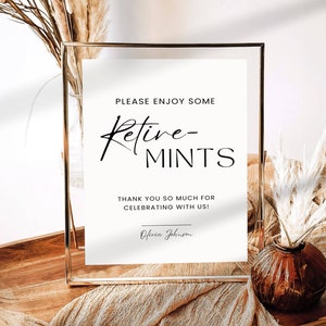 Retirement Party Favor Sign, Modern Retirement Party Mints Treat ...