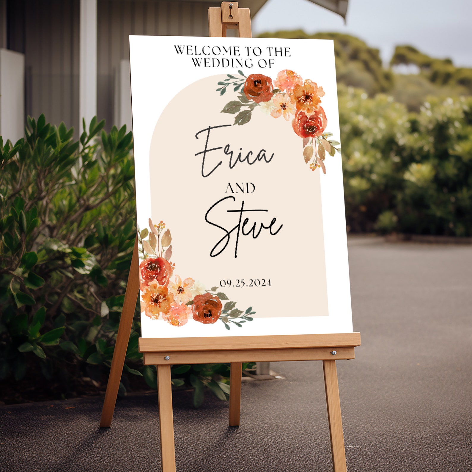 Terracotta Welcome Wedding Sign, Boho Floral Wedding Welcome Sign ...
