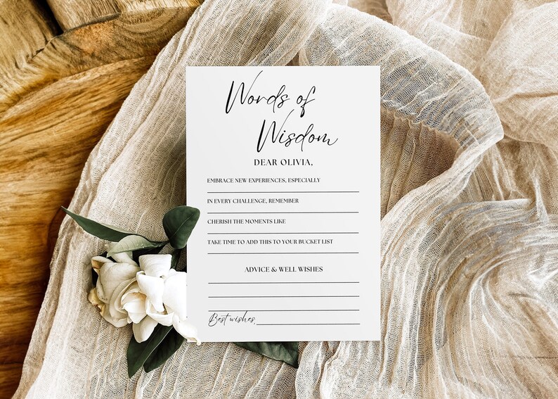 Graduation Advice and Wishes Card Template, Modern Grad Party Words of ...