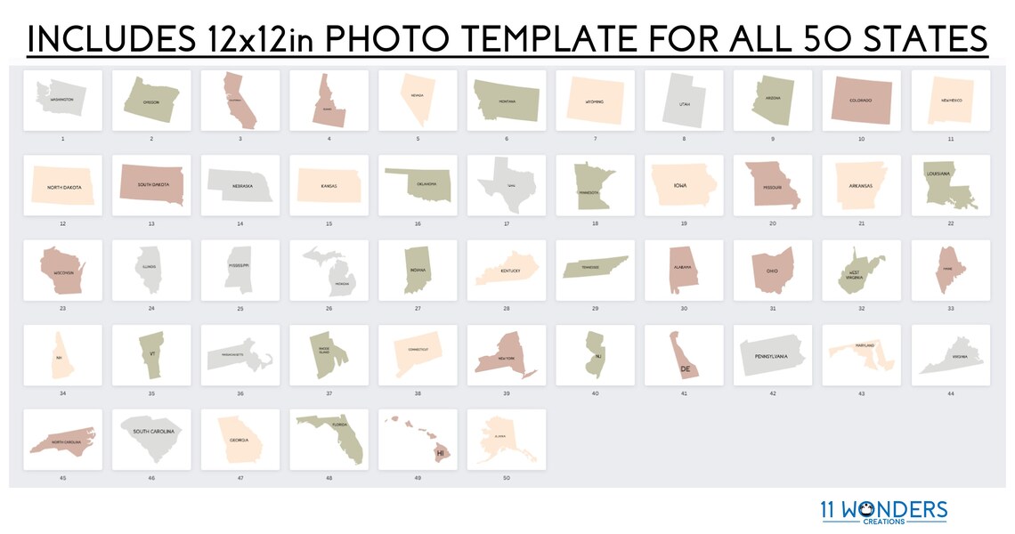 State Shaped Photo Collage Template Digital US States - Etsy