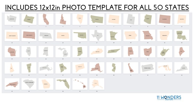 State Shaped Photo Collage Template Digital US States - Etsy