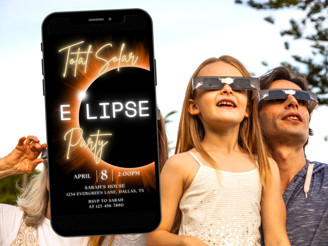 2024 Total Solar Eclipse Party Invitation, Digital Eclipse Viewing ...