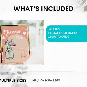 Flower Bar Sign, Wildflower Bouquet Bar Print Template, Floral Bridal ...