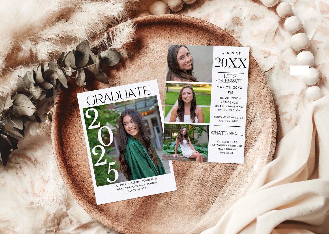 Graduation Invitation Template, Senior Graduate Announcement, Modern ...