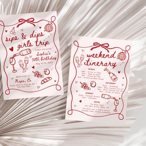 Winery Girls Trip Invitation & Itinerary Template, Hand Drawn Wine ...