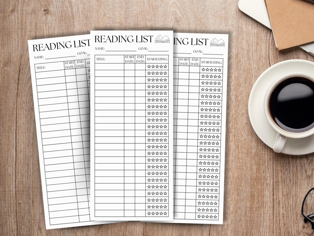 Reading List Bookmark Printable Template, Book Club Book Tracker ...