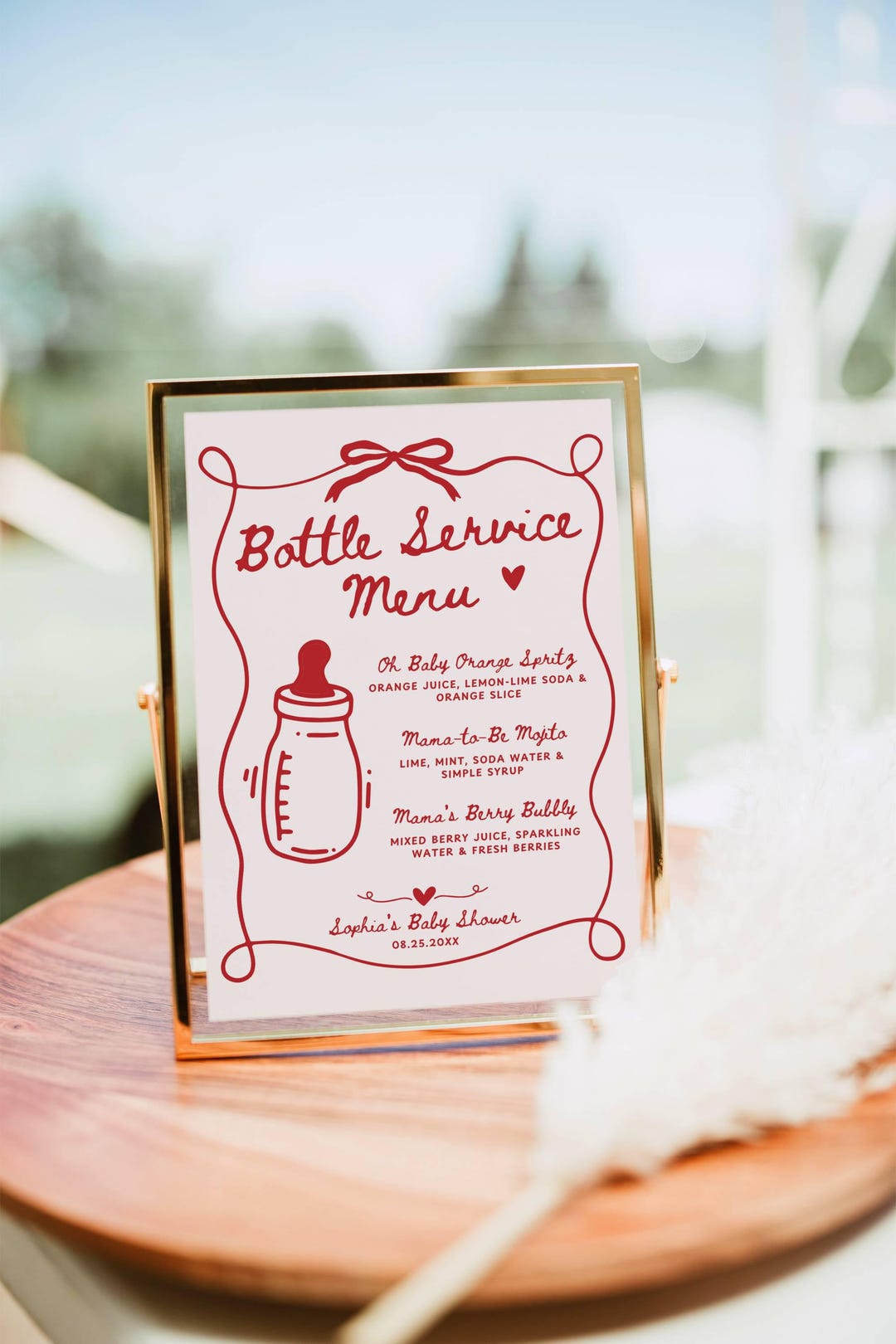 Mocktail Bar Menu Sign Template, Whimsical Hand Drawn Baby Shower Drink ...