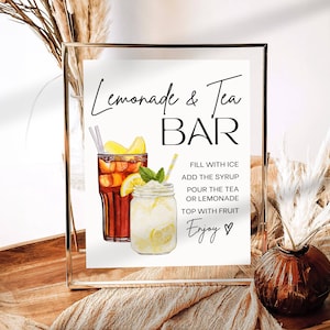 Iced Tea & Lemonade Bar Sign, Lemonade Bar Mocktail Print, Signature ...