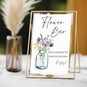 Flower Bar Sign, Wildflower Bouquet Bar Print Template, Floral Bridal ...