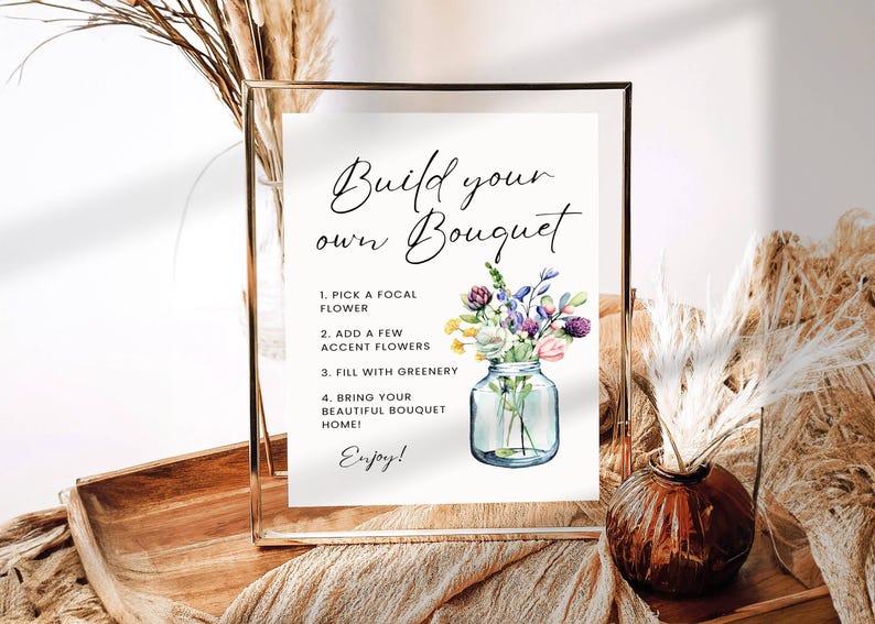 Flower Bar Sign, Build Your Own Bouquet Print Template, Floral Bridal ...