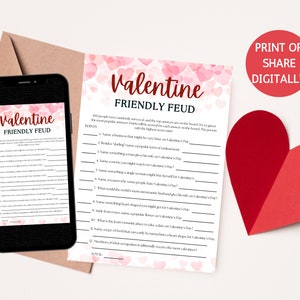 Valentine Friendly Feud Game, Valentine's Day Feud Game, Printable ...