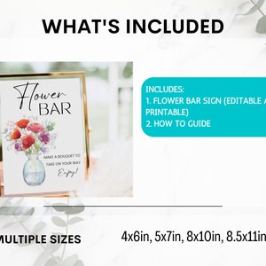 Flower Bar Sign, Wildflower Bloom Bar Print Template, Floral Bridal ...